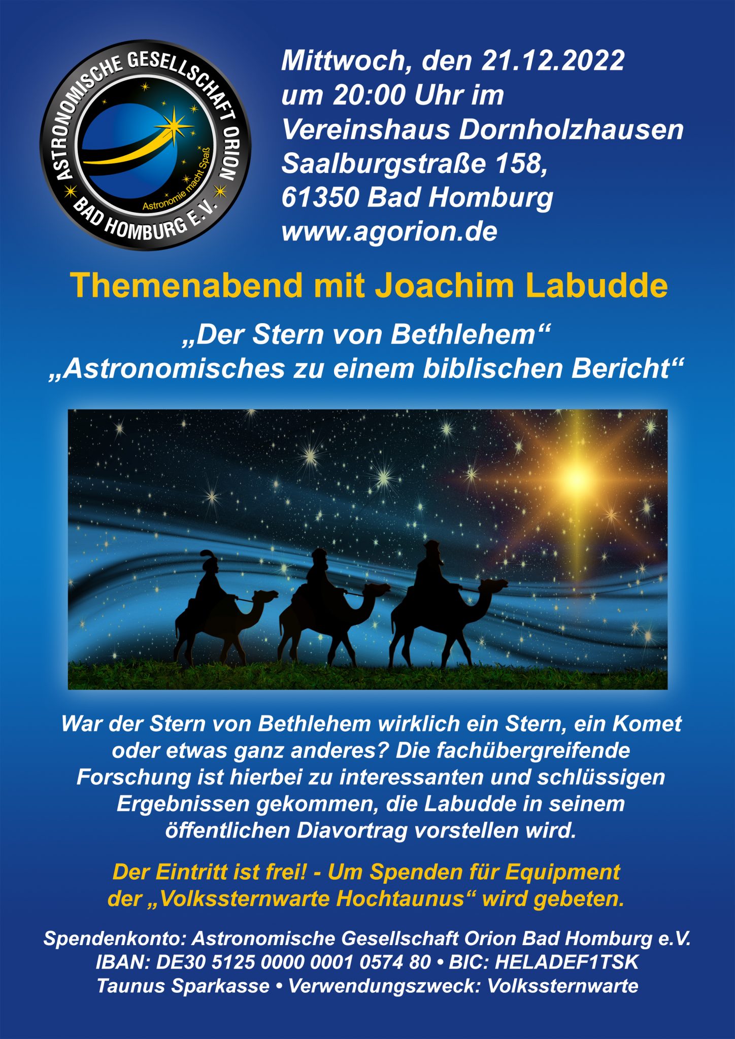 „Der Stern von Betlehem“ | Astronomische Gesellschaft Orion
